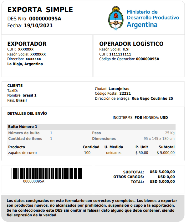 Procedimiento - Exporta Simple - AFIP