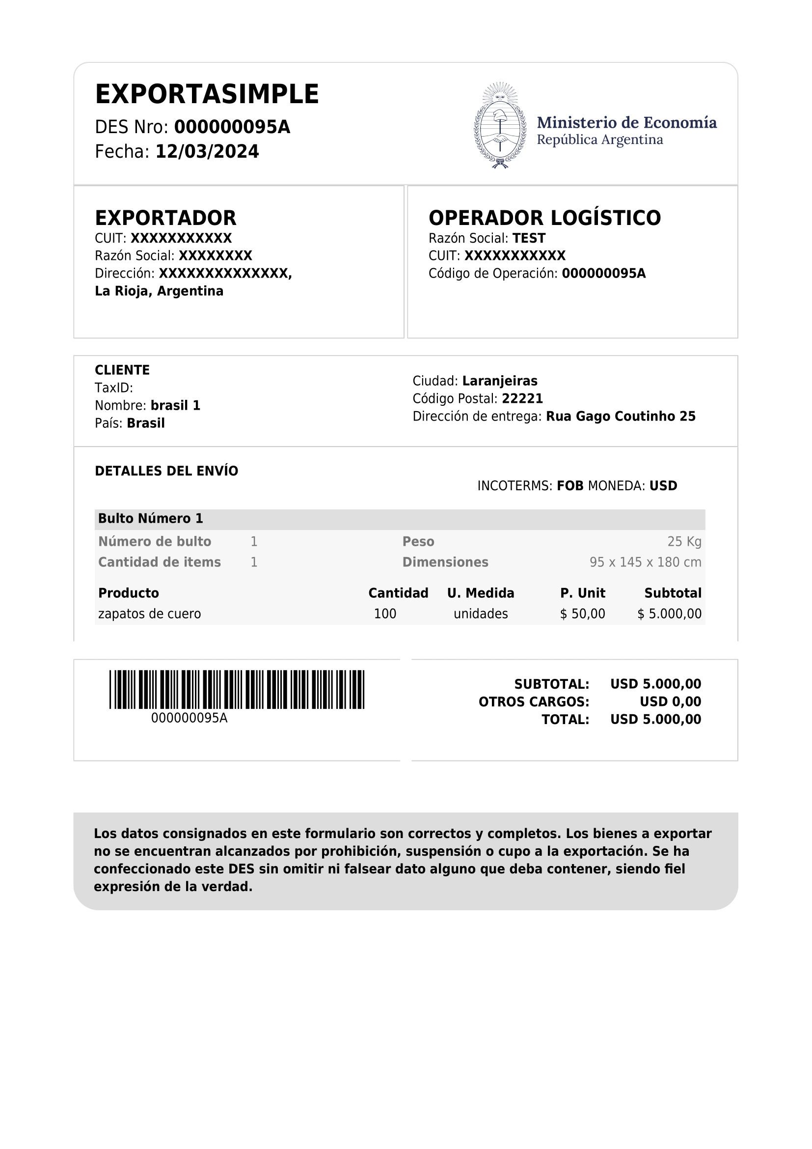 Procedimiento - Exporta Simple | ARCA